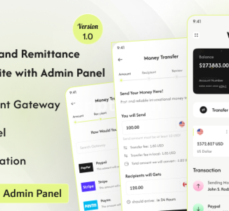 Digital Wallet and Remittance App and Website with Admin Panel Script - Ready Made Script ...
